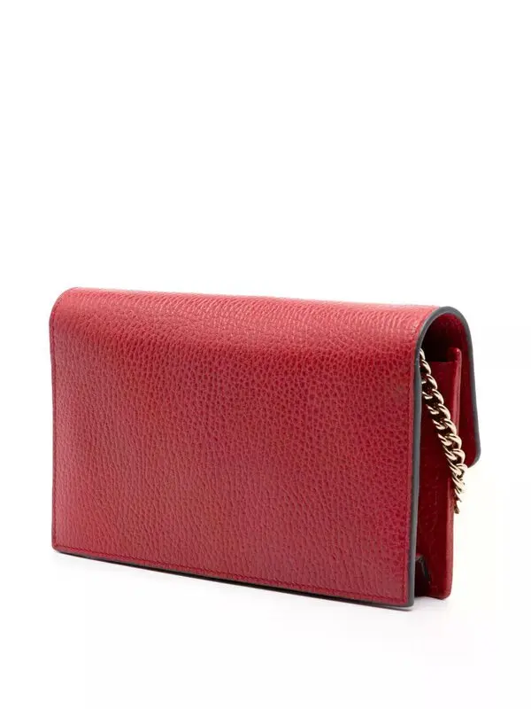 Gucci 2000-2015 Leather Interlocking G Dollar Wallet On Chain Crossbody Bag - Red
