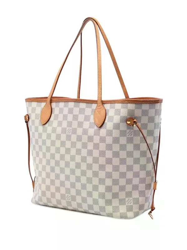 LOUIS VUITTON Damier Azur Neverfull Mm Tote Bag - White