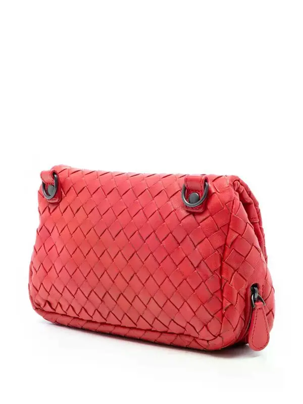 Bottega Veneta Mini Nappa Intrecciato Expandable Chain Flap Crossbody Bag - Red