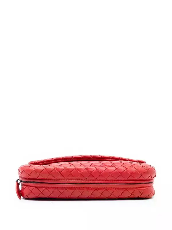 Bottega Veneta Mini Nappa Intrecciato Expandable Chain Flap Crossbody Bag - Red