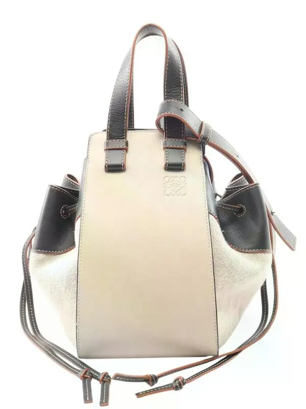 Loewe Small Leather And Canvas Hammock Satchel - Neutrals