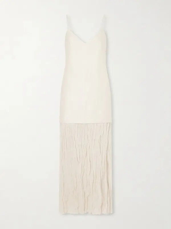 RÓHE Linen-blend And Chiffon Midi Dress - Neutrals