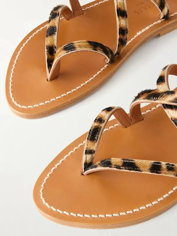 K.JACQUES Leopard-print Calf Hair Thong Sandals