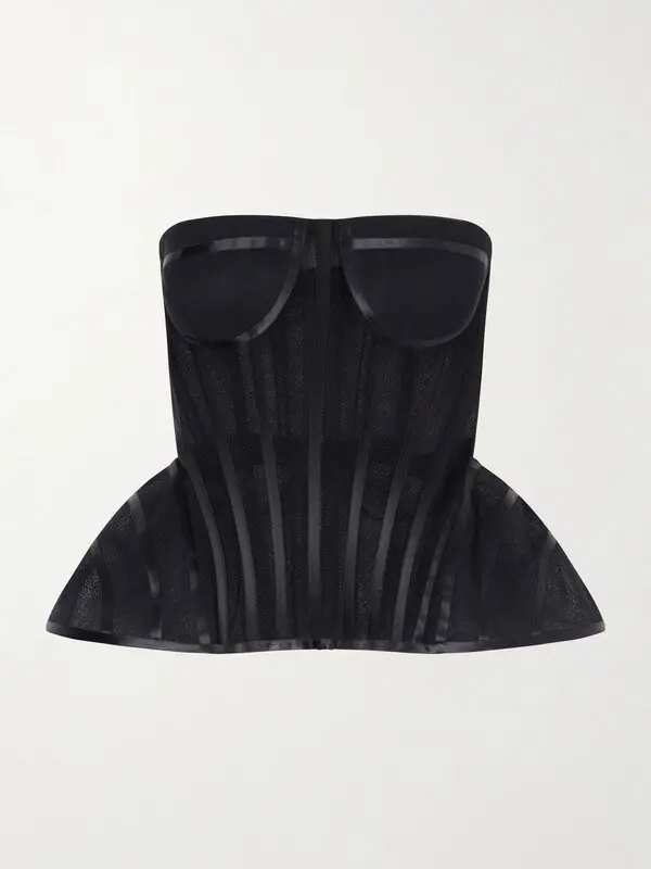 Carolina Herrera Strapless Tulle Bustier Top - Black