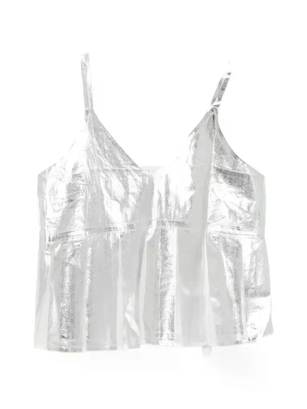 TELA Metallic-effect Pleated Top