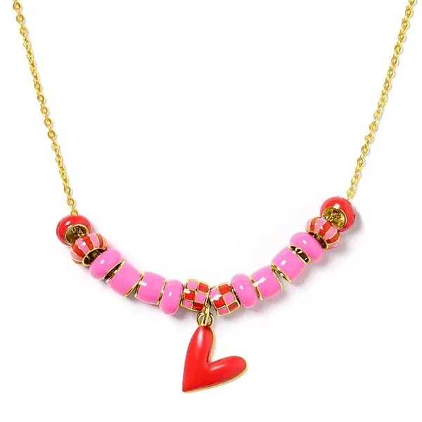PINNOLE I Love You Necklace - Gold/pink/red