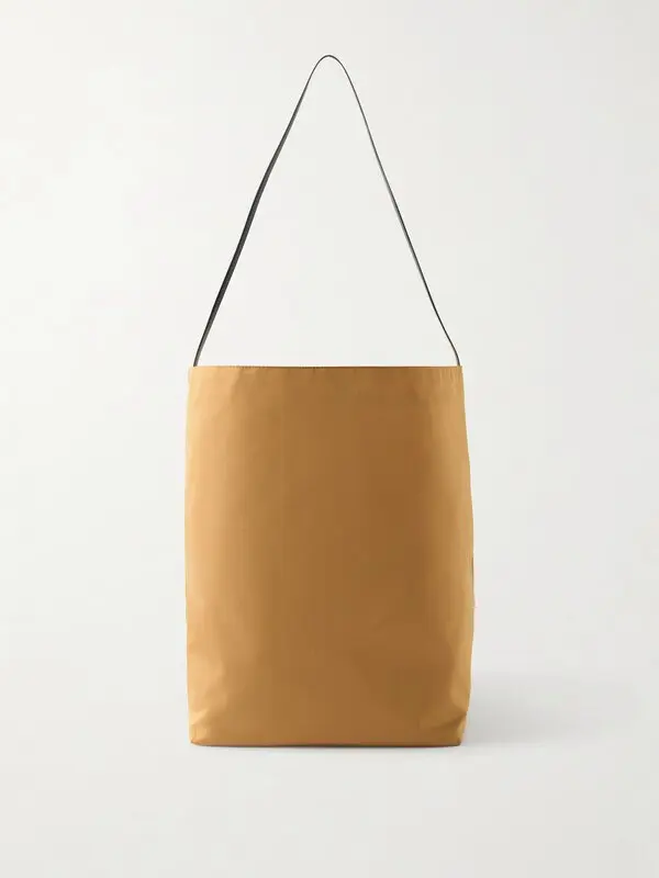 VALESQUE Leather-trimmed Satin-shell Bucket Tote Bag