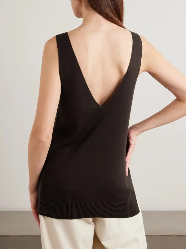 JOSEPH Knitted Silk Tank - Brown