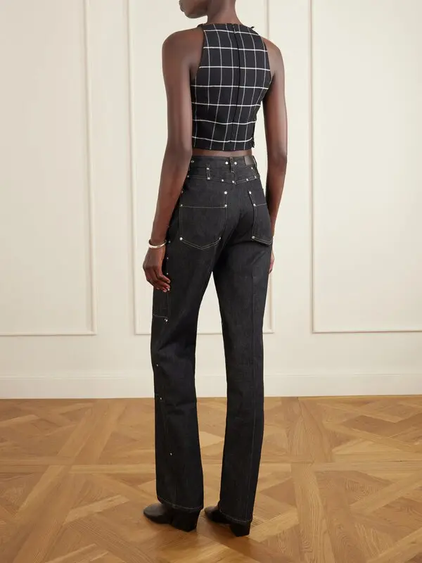 COURREGES Checked Wool-blend Tank Top