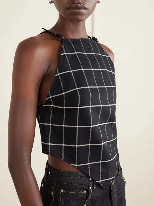 COURREGES Checked Wool-blend Tank Top
