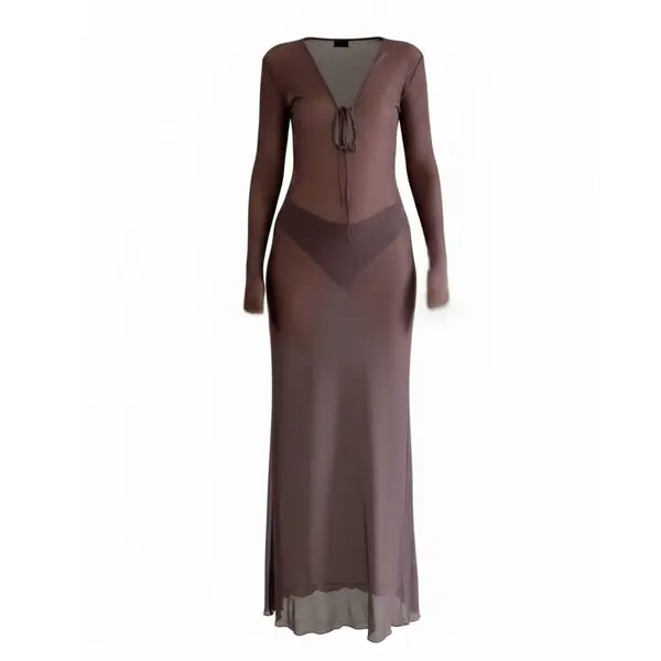 ALOMA STUDIO Améthyste Maxi Mesh Dress - Brown