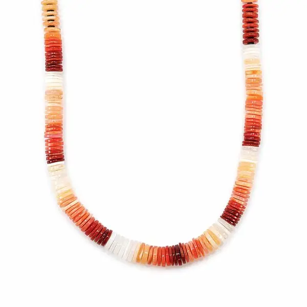 MINERALGEMS ✩ STUDIO Fire Opal Heishi Necklace - Orange/white/red