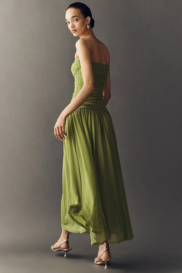NIA Strapless Ruched Midi Dress