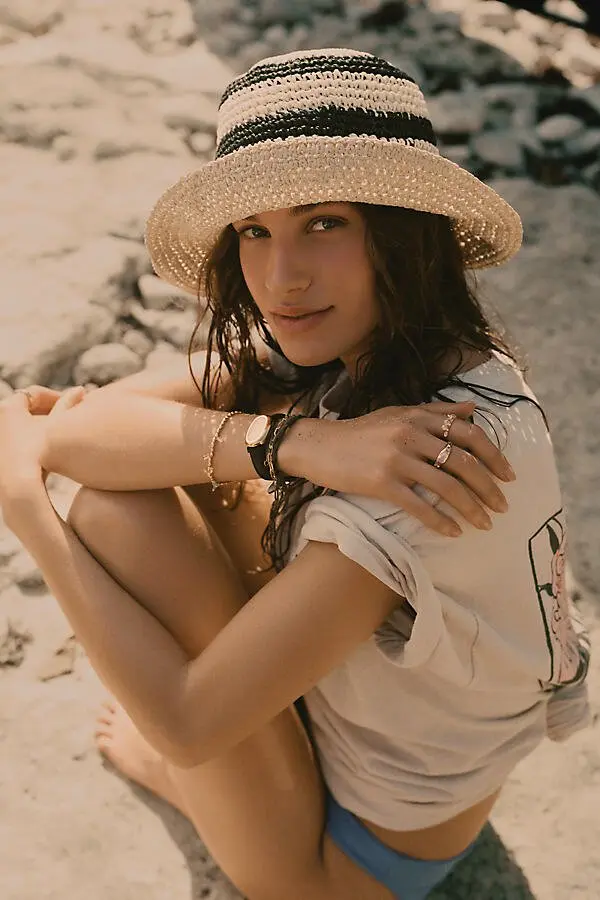Anthropologie Straw Bucket Hat - Sand