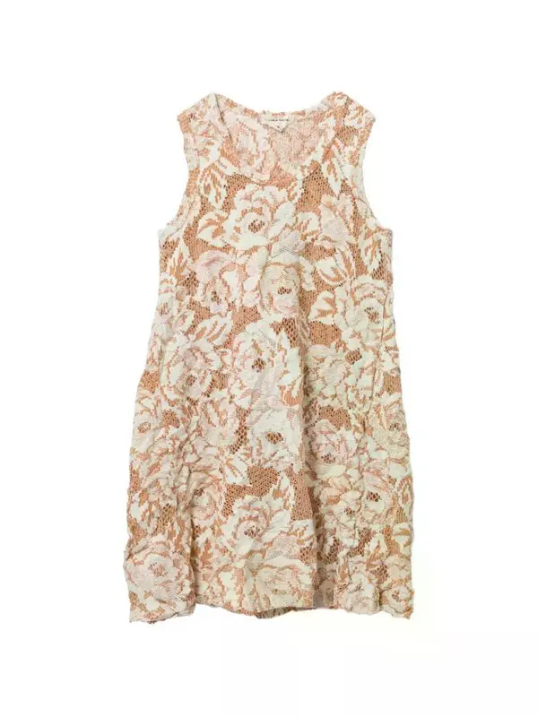 Comme Des Garçons Floral-embroidered Sleeveless Top - Neutrals