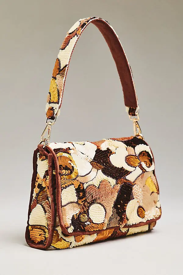 Maeve Audra Beaded Shoulder Bag - Chocolate