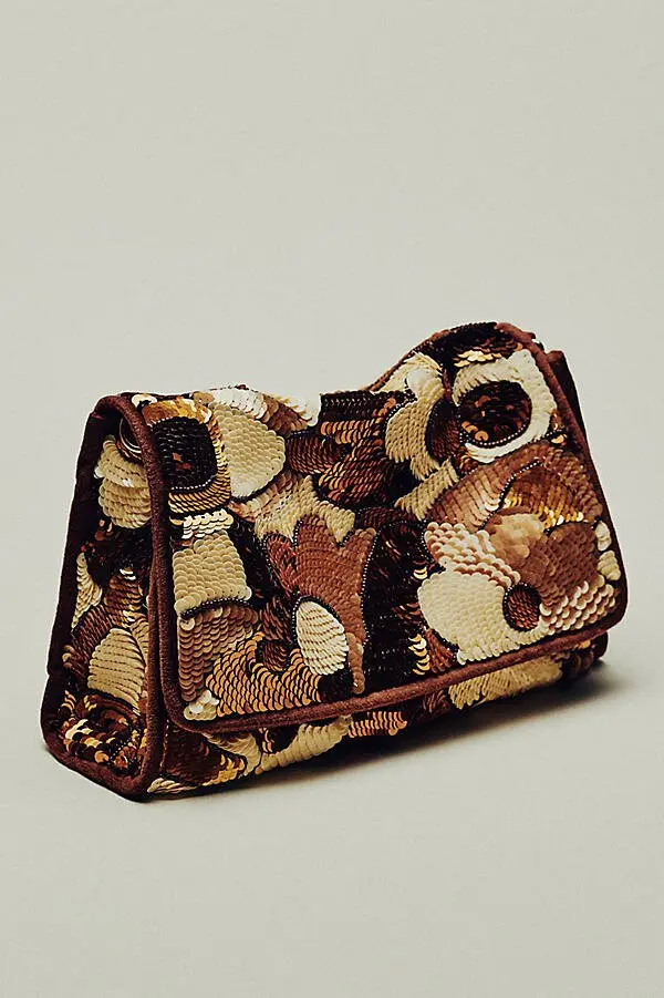 Maeve Audra Beaded Shoulder Bag - Chocolate