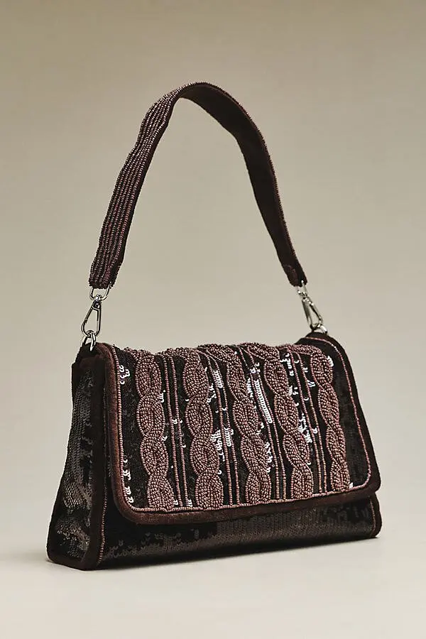 Maeve Audra Embellished Shoulder Bag - Chocolate