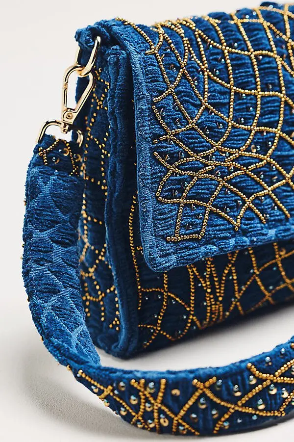 Maeve Audra Embellished Shoulder Bag - Dark Blue