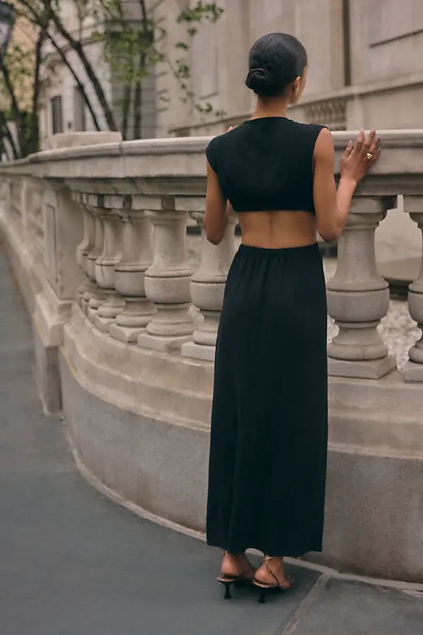 Anthropologie V-neck Cutout Midi Dress - Black