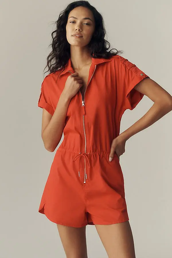 PISTOLA Meg Zip-front Romper - Ruby