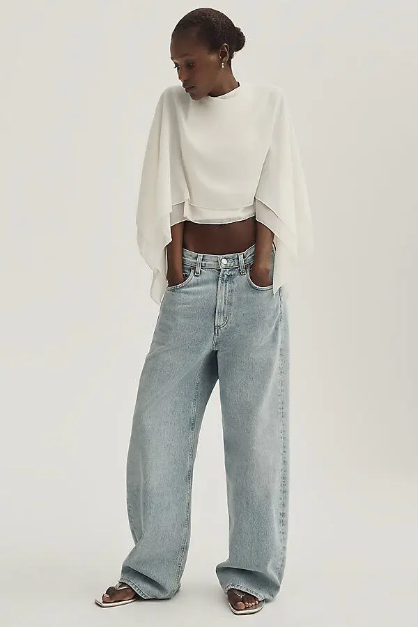 Anthropologie Sheer Layered Poncho - Cream