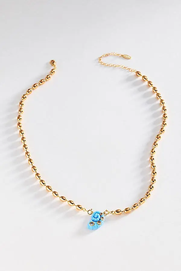 Anthropologie Clear Shell Pendant Necklace - Blue