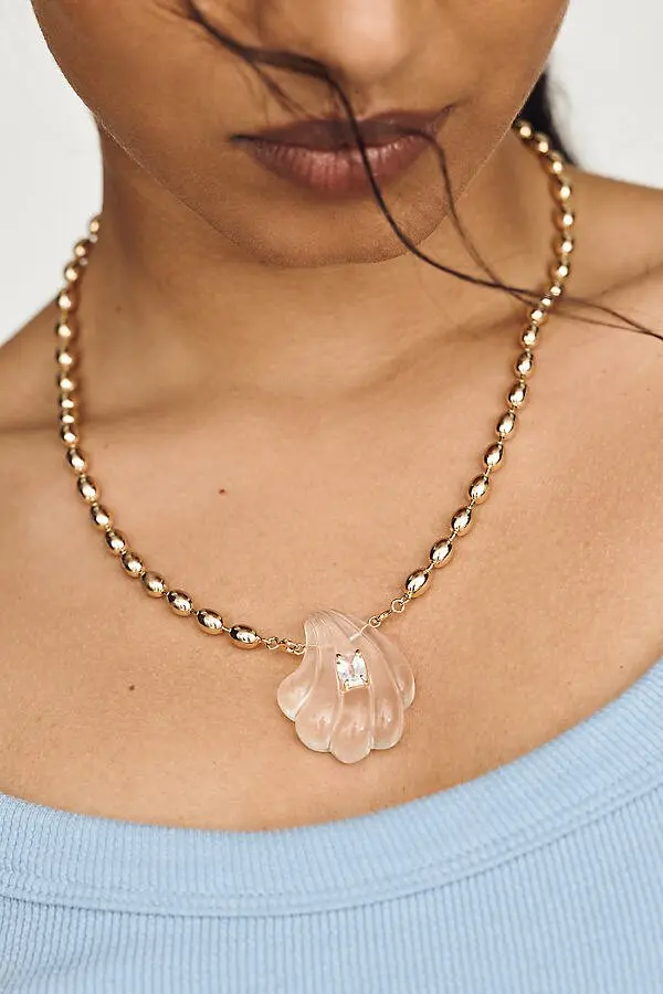 Anthropologie Clear Shell Pendant Necklace - Shell Clear