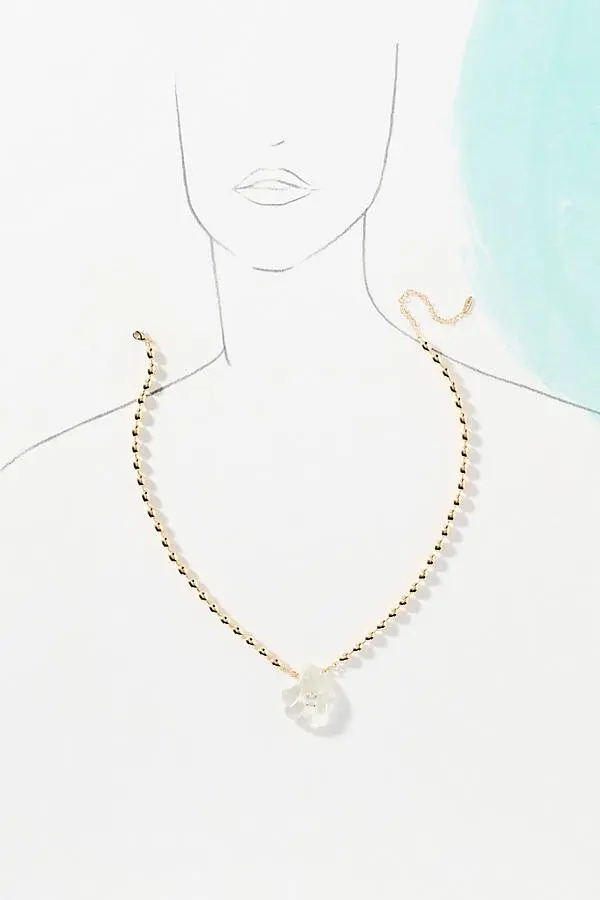 Anthropologie Clear Shell Pendant Necklace - Shell Clear