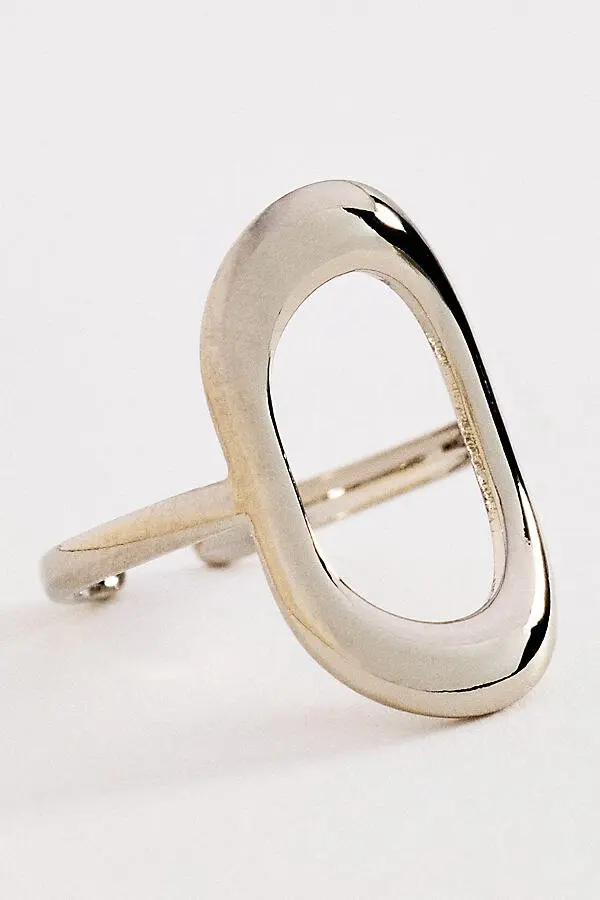 Anthropologie Open Oval Adjustable Ring - Silver