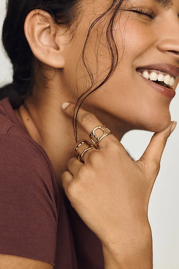 Anthropologie Open Rectangle Adjustable Ring