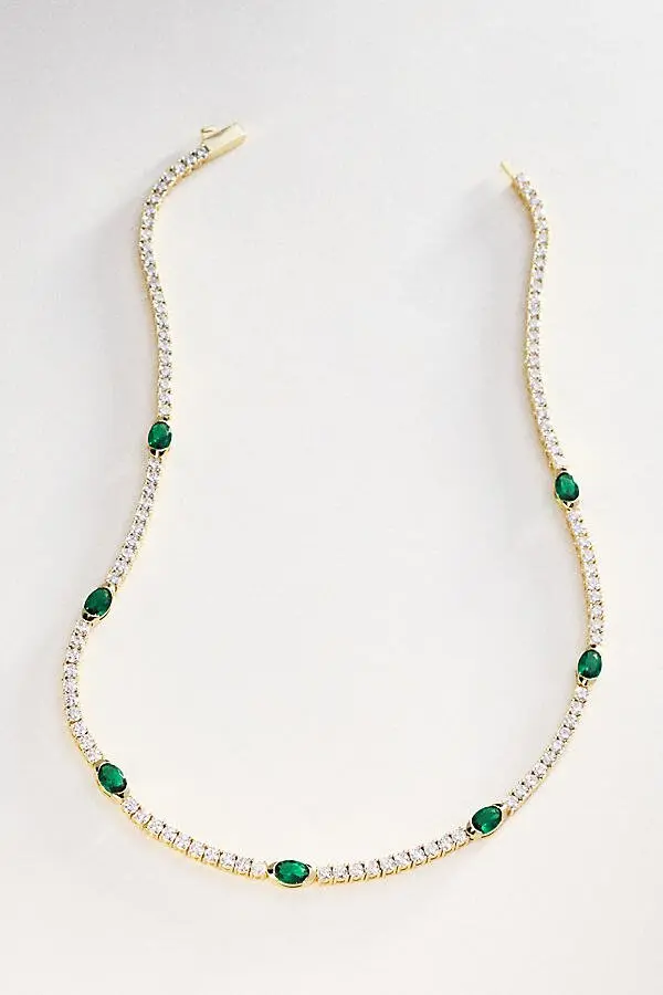 Melinda Maria Maven 16" Tennis Necklace - Emerald Green
