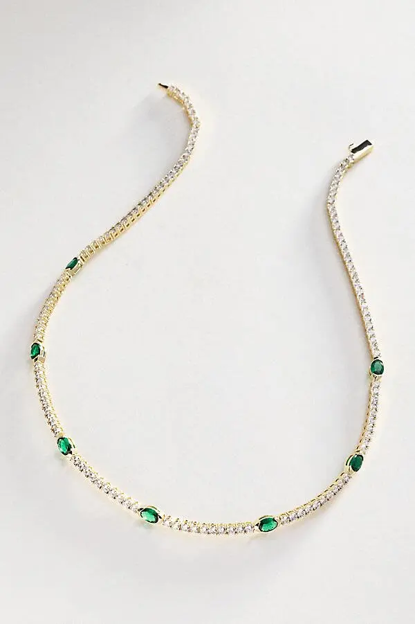 Melinda Maria Maven 18" Tennis Necklace - Emerald Green
