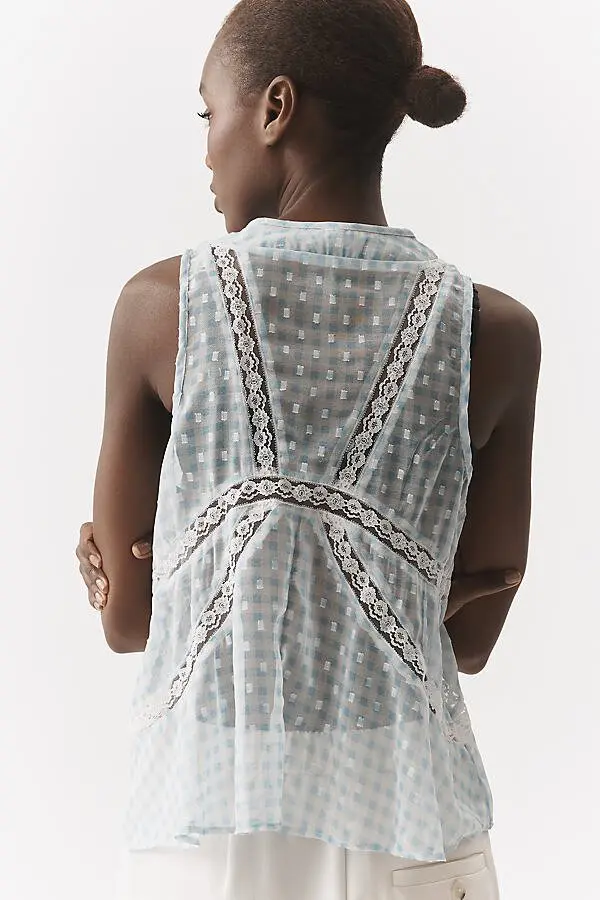Anthropologie Sheer Lace Swing Tank Top