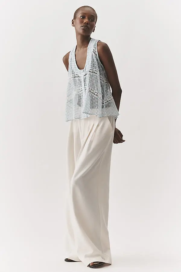 Anthropologie Sheer Lace Swing Tank Top
