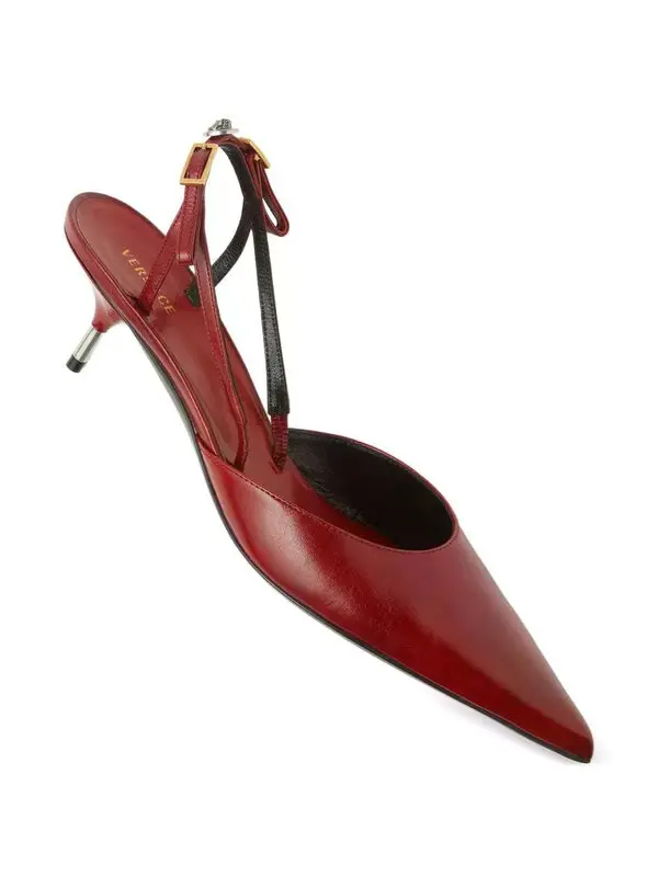 Versace Calf Leather Slingbacks With Medusa Hardware - Red