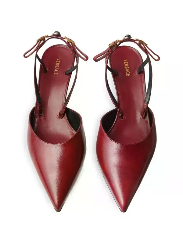 Versace Calf Leather Slingbacks With Medusa Hardware - Red