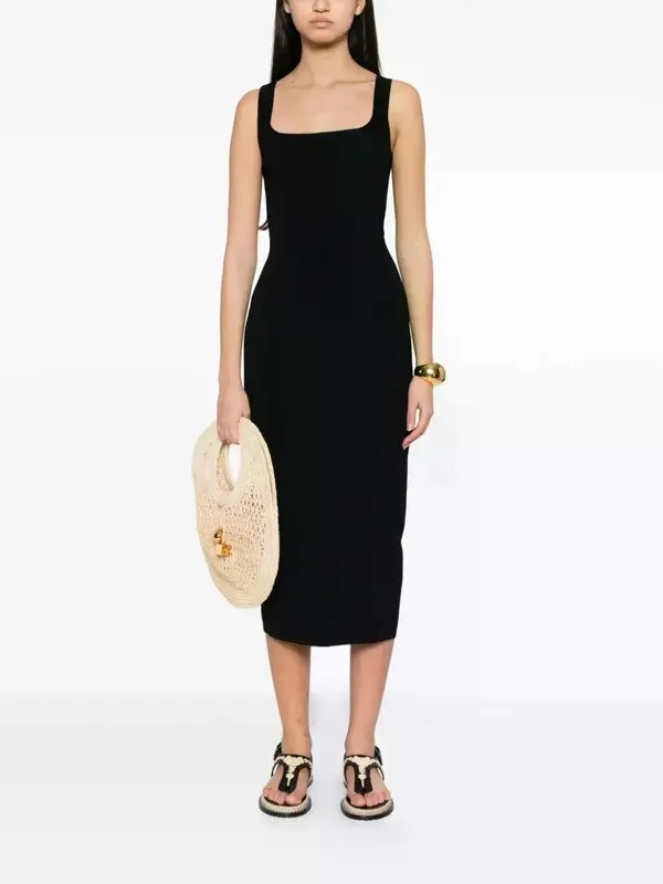LE PETIT PULLE Ribbed-knit Square-neck Dress