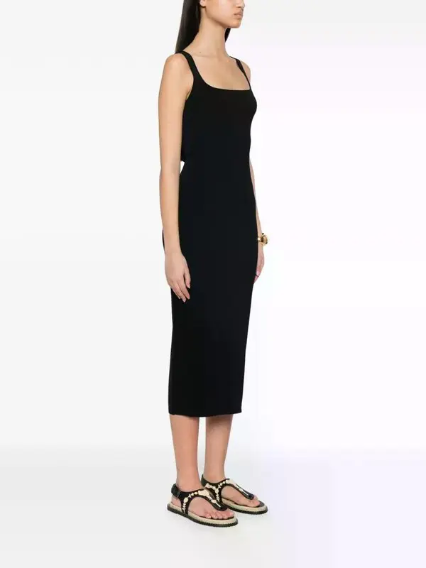 LE PETIT PULLE Ribbed-knit Square-neck Dress