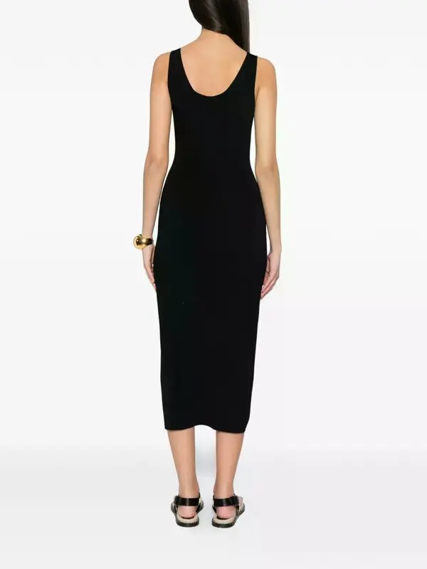 LE PETIT PULLE Ribbed-knit Square-neck Dress