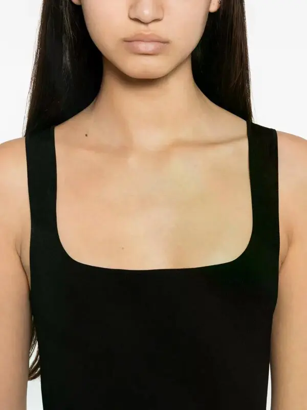 LE PETIT PULLE Ribbed-knit Square-neck Dress