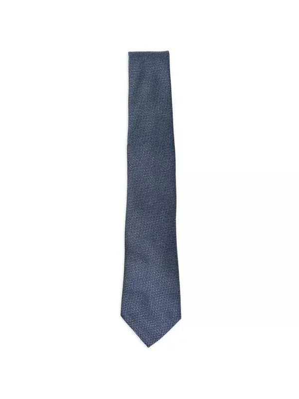 Canali Micro-patterned Silk Tie - Blue