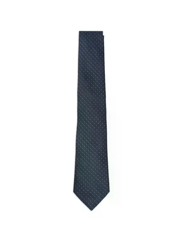 Canali Polka-dot Basket-weave Neck Tie - Blue