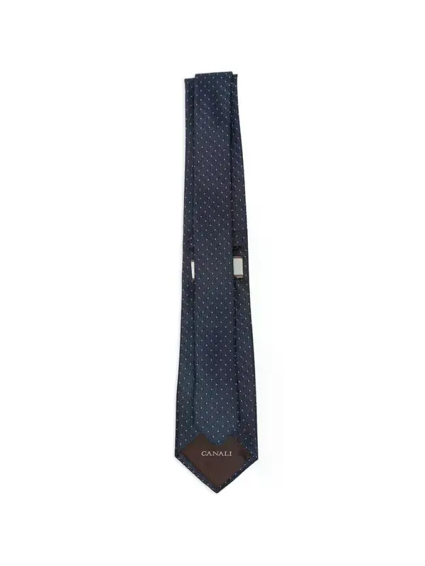 Canali Polka-dot Basket-weave Neck Tie