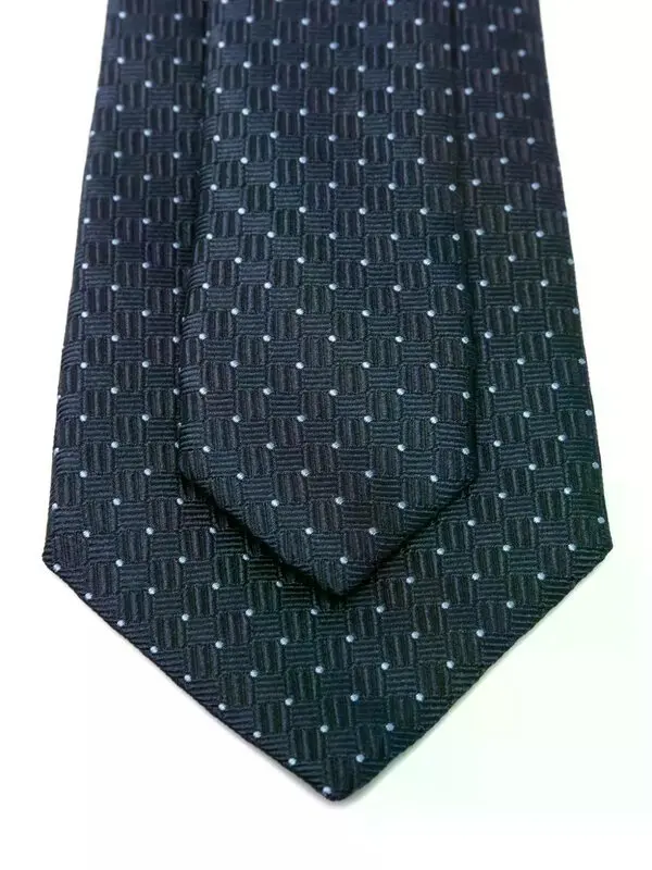 Canali Polka-dot Basket-weave Neck Tie
