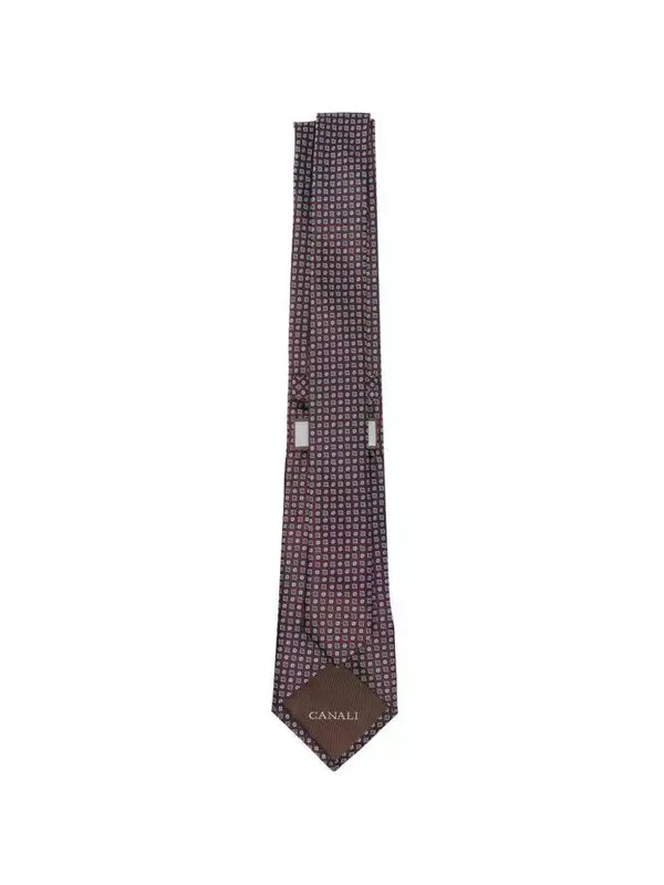 Canali Geometric-print Silk Neck Tie