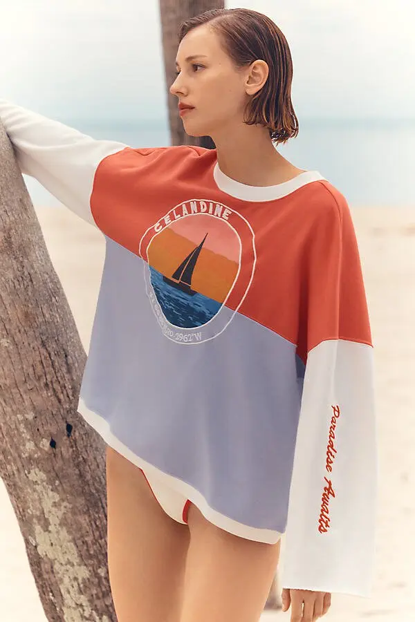 CELANDINE Cotton Blend Embroidered Sweatshirt