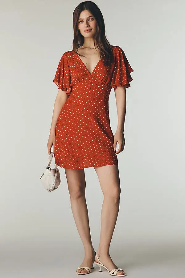 RMN Marina Silk Blend V-neck Mini Dress