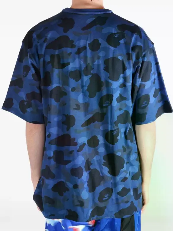 A BATHING APE Camouflage-print Logo-print T-shirt - Blue