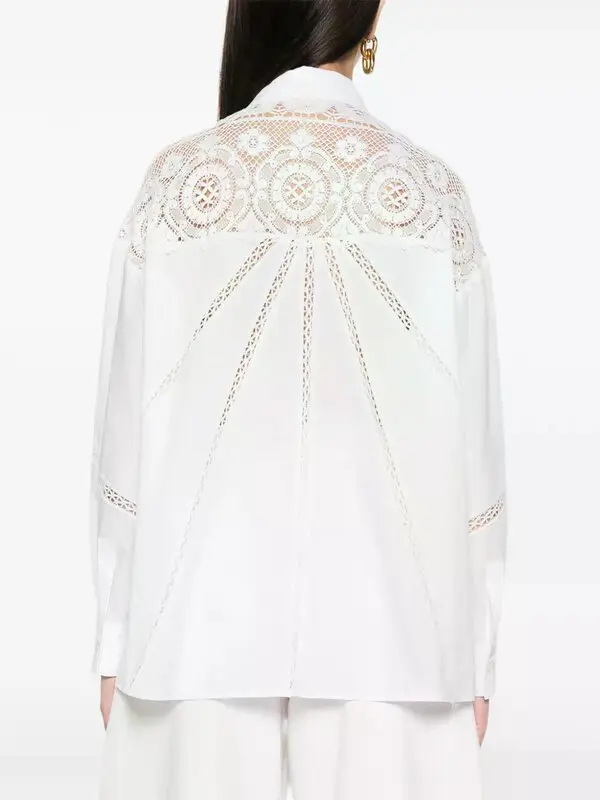 SEMICOUTURE Lace-panelled Embroidered Shirt